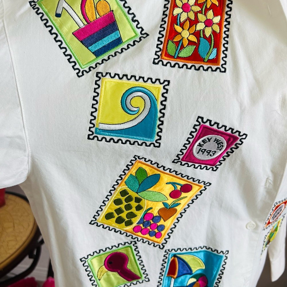Vintage Conversation By Jill Rogers White Button Up S… - Gem